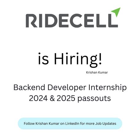 Krishan Kumar On Linkedin Company Name Ridecell Role Backend Developer Intern Batch 2024 And 2025…