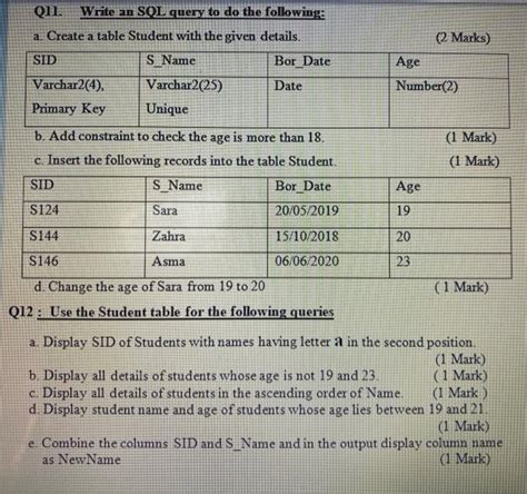 Solved 2 Marks Age Number2 Q11 Write An Sol Query To Do