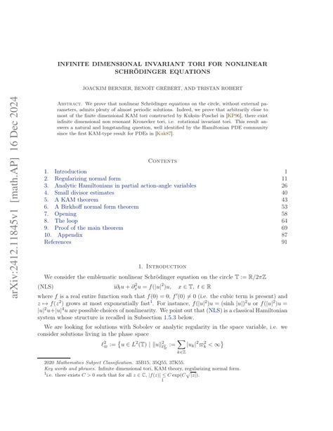 Pdf Infinite Dimensional Invariant Tori For Nonlinear Schrodinger