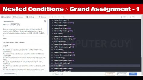 Nested Conditions Grand Assignment 1 Denominations Nxtwave Ccbp Ccbpacademy Youtube