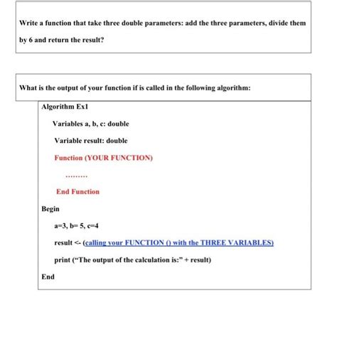 Solved Write A Function That Take Three Double Parameters