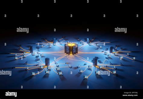 Cloud Computing Network Infrastructure Computer Workstations Connected To Data Center Digital