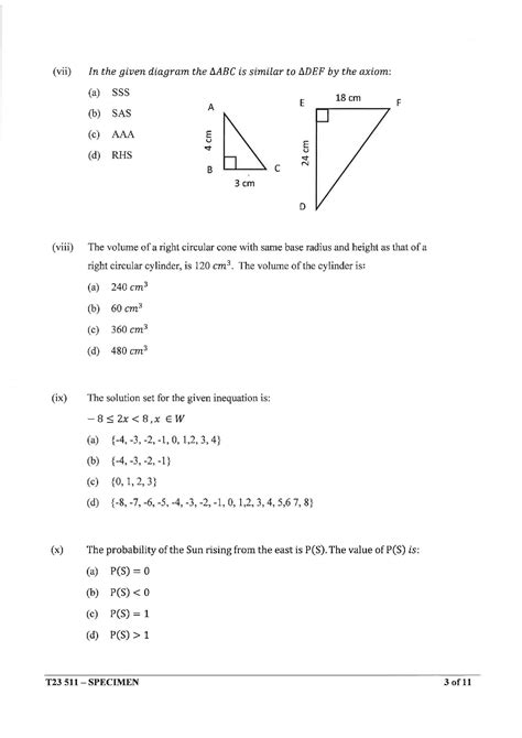 Icse Maths Solved Specimen Paper 2023 Sec A B