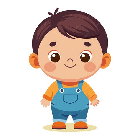 Una Caricatura De Un Niño Pequeño Con Un Mono Azul Y Un Fondo Blanco