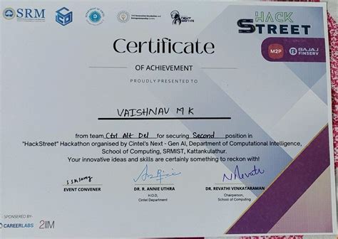 Vaishnav Manoj On Linkedin First Hackathon Win Ever Thanks To Alvin