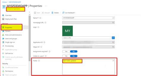 updating azure enterprise application sp notes field via powershell