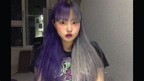 보라회색 반반 머리 염색 붙임머리의 모든 것 ㅣ구효민hyominkoo Youtube