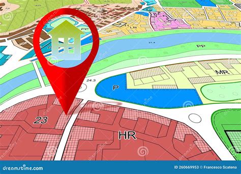 Imaginary General Urban Plan With Urban Destinations Roads Buildable Areas And Land Plot