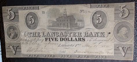 Lancaster Pennsylvania 1840 1850s Broken Bank Notes Note 1