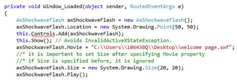 C Want To Add Swf File In Wpf App But Thiscontrols Cant Workbut