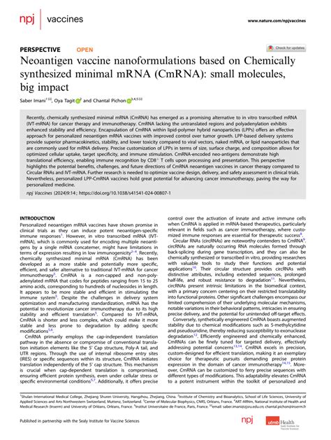 Pdf Neoantigen Vaccine Nanoformulations Based On Chemically