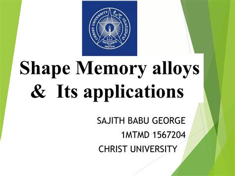 Shape Memory Alloys PPT Chemistry Science