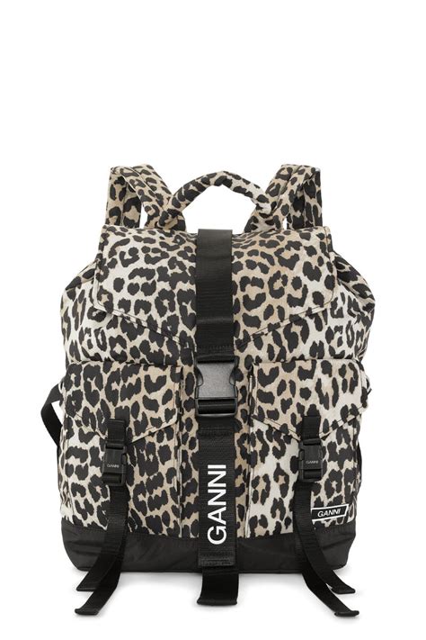Leopard Tech Backpack Ganni At