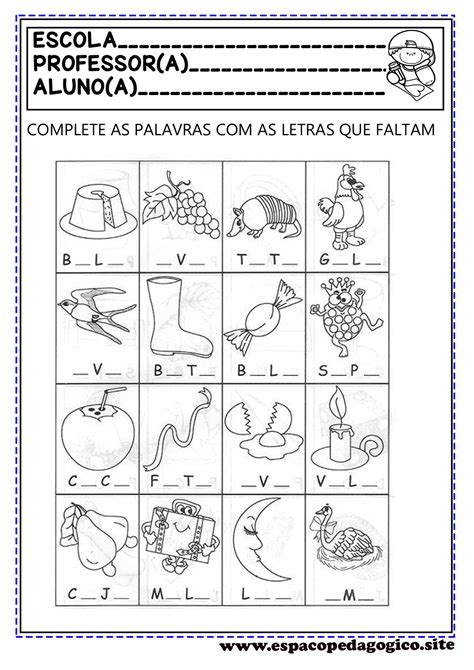 Atividade Para Completar O Alfabeto Nazaedu