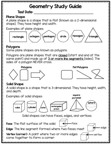 Geometry Study Guide Shapes Lines And Angles