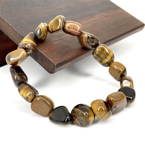 Tiger Eye Crystal Bracelet Tiger Eye Tumbled Gemstone Bracelet Etsy