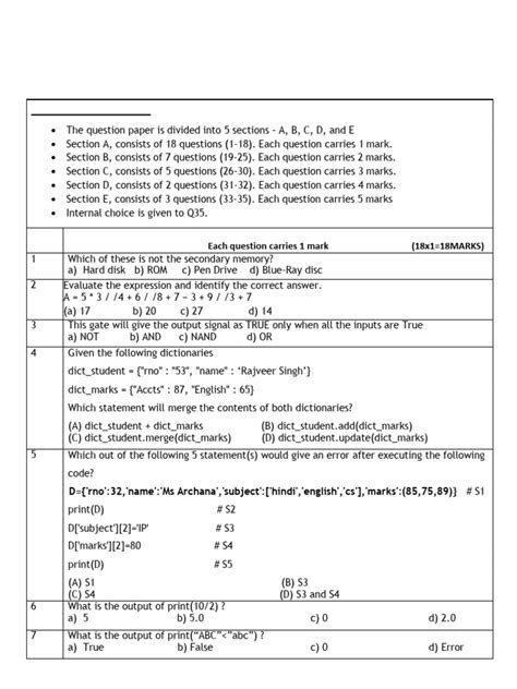 Class Xi Cs Annual Exam Pdf Office Equipment Computer Hardware