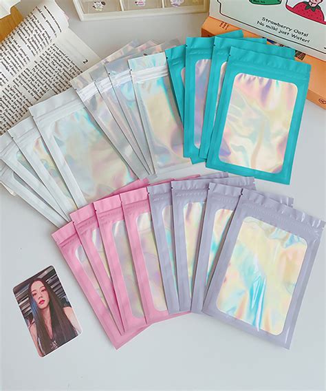 미니 소형 포토카드 포장 악세사리 파우치 컬러 홀로그램 지퍼백 에이블리