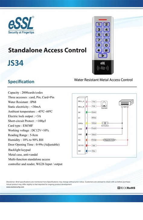 Js 34 Standalone Access Control At ₹ 2300piece Biometric Access