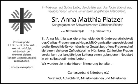 Traueranzeigen Von Anna Matthia Platzer Trauer Nn De