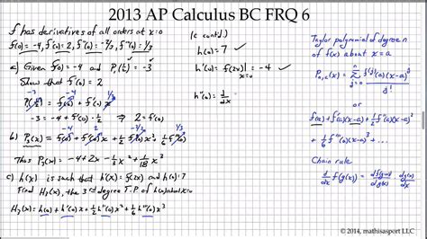 2013 Ap Calculus Bc Frq 6 Youtube