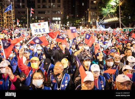 Supporters Was Waving Flags To Show Their Support In Banqiao New