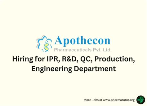 Hiring For Ipr Randd Qc Production Department At Apothecon