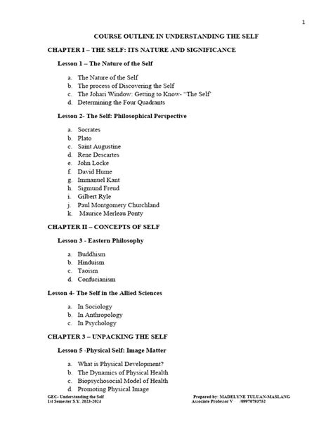 Lecture Note In Uts 1st Sem 2023 2024 Pdf Self Concept Ātman