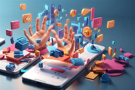 Premium Ai Image 3d Hands Building Application Design Ui And Ux Design Concept Abstract Icons