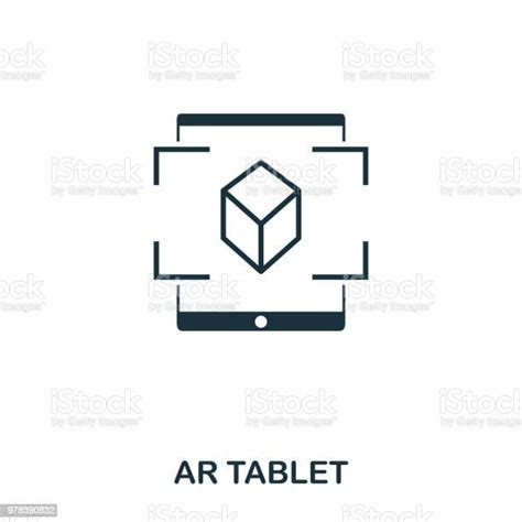 Ar 태블릿 아이콘입니다 모바일 응용 프로그램 인쇄 웹 사이트 아이콘입니다 단순 요소는 노래 흑백 아칸소 태블릿 아이콘 그림입니다 3차원 형태에 대한 스톡 벡터 아트 및