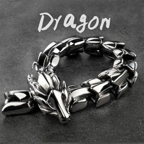 สร้อยข้อมือมังกรบุคลิกภาพ Retro ไทเทเนียมเหล็กกระดูกงูสร้อยข้อมือผู้ชายเครื่องประดับทำด้วยมือ