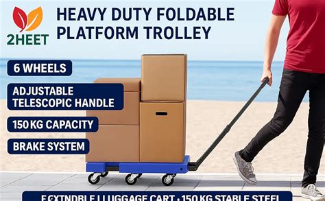 Heet Smart Mall Heavy Duty Foldable Platform Trolley With 6 Wheels
