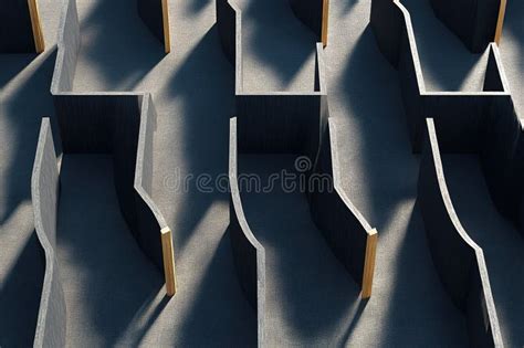 Complex Maze Design Viewed From Above Showcasing Intricate Pathways And Shadows On A Textured
