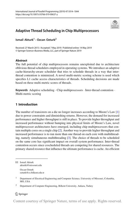 Adaptive Thread Scheduling In Chip Multiprocessors Request Pdf