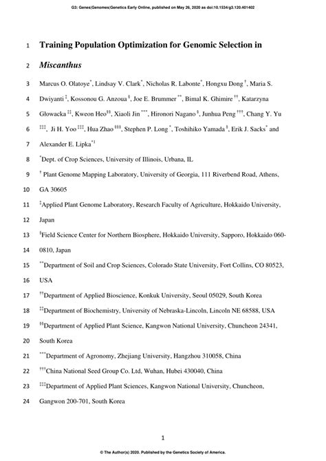 Pdf Training Population Optimization For Genomic Selection In Miscanthus