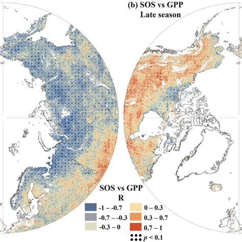 Spatiotemporal Patterns Of Sos And Gross Primary Productivity Gpp Download Scientific
