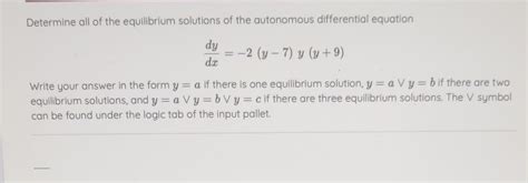 Solved Determine All Of The Equilibrium Solutions Of The