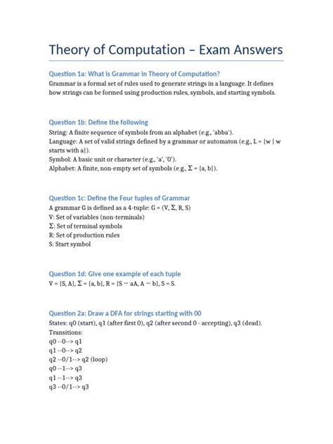 Theory Of Computation Answers Part1 Pdf
