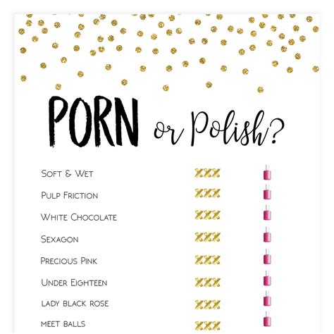 Gold Porn Or Polish Game Bridal Shower Games Oh Happy Printables Ohhappyprintables