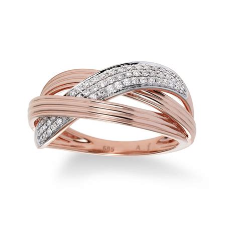 Two Tone Gold And White Diamond Ring Rose Gold Open Diamond Ring Fine