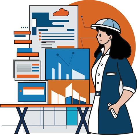 Female Architect Designing A House Illustration In Doodle Style