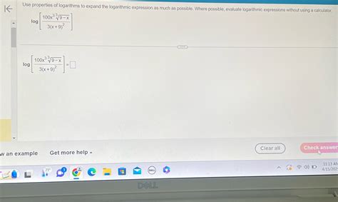 [solved] k use properties of logarithms to expand the logarithmic