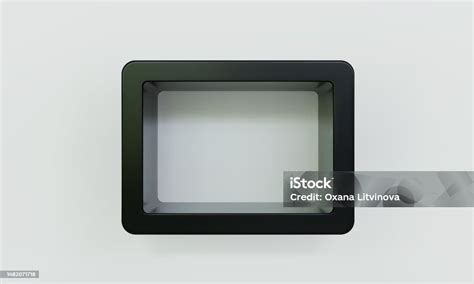 흰 벽 3d 모형에 있는 빈 검은색 둥근 직사각형 선반 또는 틈새 0명에 대한 스톡 벡터 아트 및 기타 이미지 0명 가구 검은색 Istock