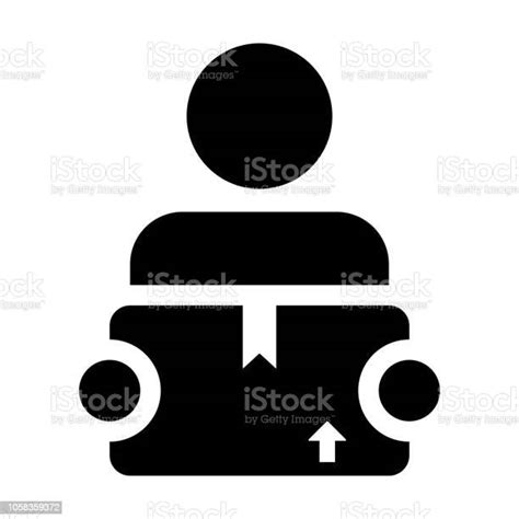 배달 아이콘 벡터 남성 작업자 물류 서비스 사람 프로필 아바타 문양 그림 기호에서 택배 화물 패키지 상자 고객에 대한 스톡 벡터