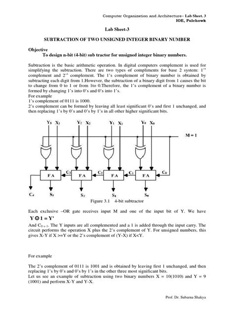 Lab Sheet 3 Pdf Subtraction Elementary Mathematics