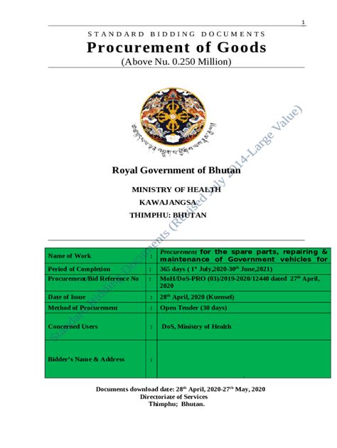 Procurement For The Spare Parts Repairing And Maintenance Of Government