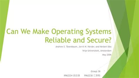 Ppt Can We Make Operating Systems Reliable And Secure Powerpoint