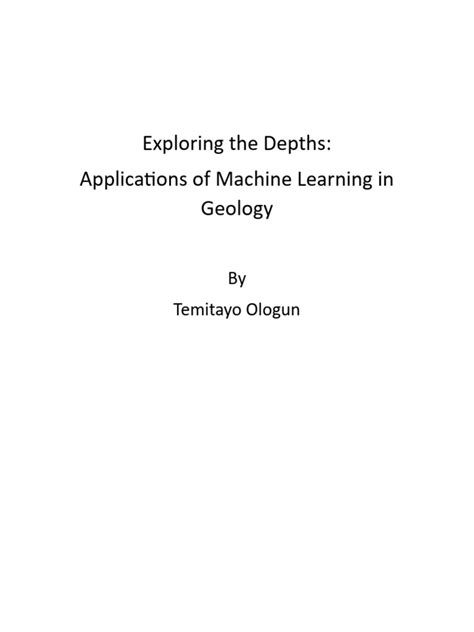 Applications Of Machine Learning In Geology Pdf