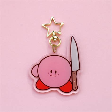 Kirby With A Knife Acrylic Keychain Etsy