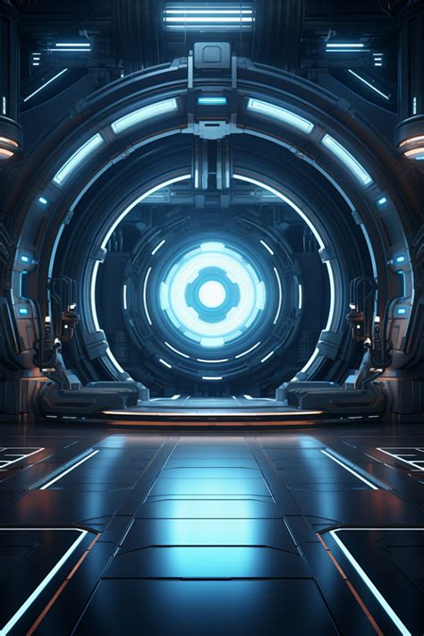 蓝色科幻电影感c4d科幻科技空间背景图